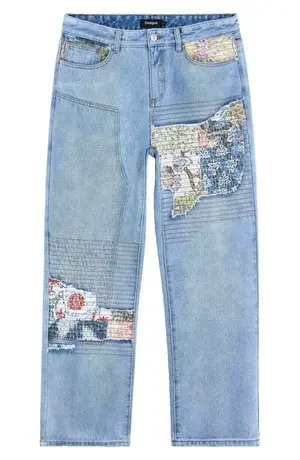 Desigual Patchwork Straight Leg Jeans