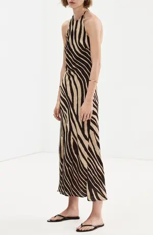 Mango Halter Animal Print Dress - Black