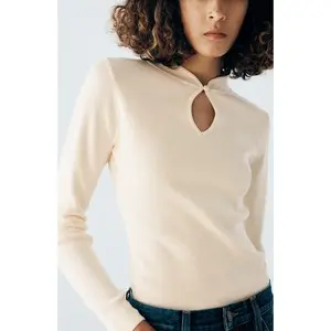 Mango Cutout Mock Neck Sweater