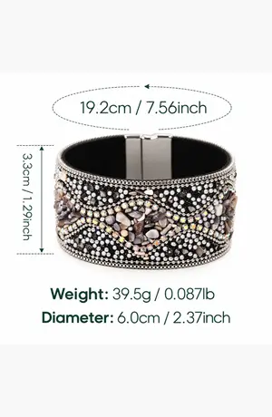 HUMANIST BEAUTY Boho Magnetic Cuff Bracelet - Green/silver