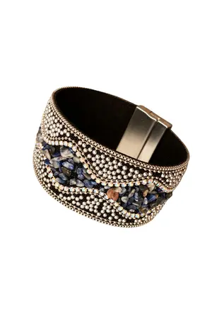 HUMANIST BEAUTY Boho Magnetic Cuff Bracelet - Navy/silver