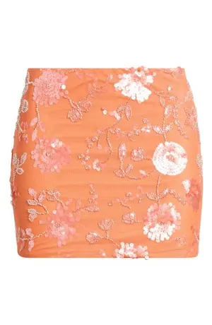 HELLO MOLLY Sunkissed Oasis Sequin Floral Miniskirt