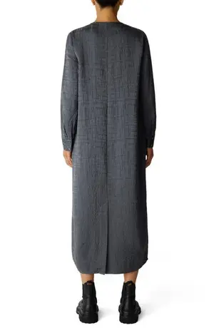 Eileen Fisher Silk Long Sleeve Maxi Dress