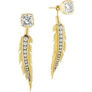 NIGHTHORSE Feathers 18k Gold Drop Earrings