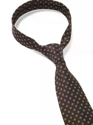BOSS Patterned Silk-jacquard Tie - Brown