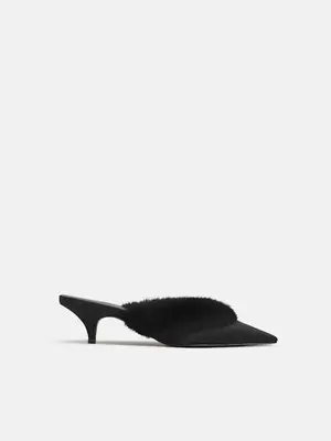 REFORMATION Wyler Heeled Mule Satin Fur