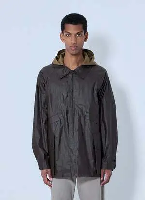 LEMAIRE Hooded Waxed Jacket - Brown