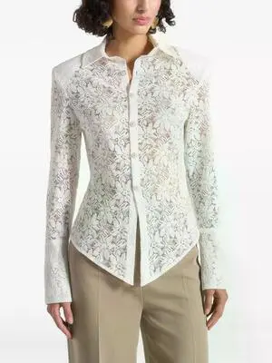Manière De Voir Sila Wide Shoulder Lace Angled Shirt