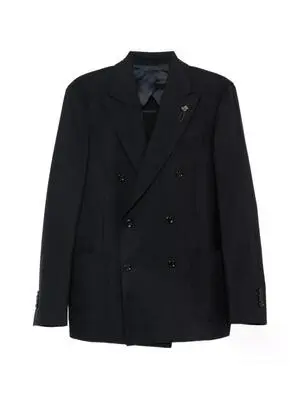 LARDINI Double-breasted Peak-lapel Blazer - Blue
