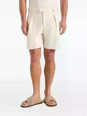 Manière De Voir Marin In Cream Twill Pleated Shorts