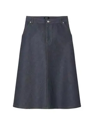 A.p.c. Flared Skirt In Indigo Japanese Denim
