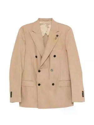 LARDINI Double-breasted Peak-lapels Blazer - Neutrals