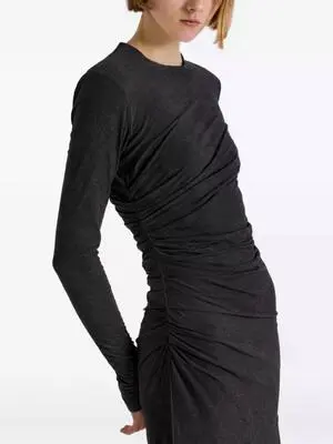 Alberta Ferretti Lace-trim Ruched Midi Dress