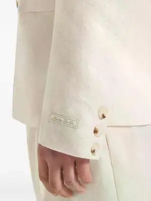 Manière De Voir Didier In Natural Double Breasted Linen Suit Blazer