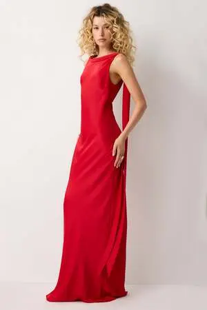 Ramy Brook Cecily Draped Open Back Gown - Ruby