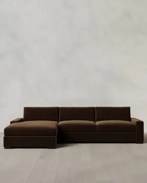 Quince Stillman Deep Seat Chaise Sectional In Performance Velvet - Java
