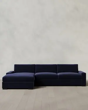 Quince Stillman Deep Seat Chaise Sectional In Performance Velvet - Midnight