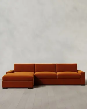 Quince Stillman Deep Seat Chaise Sectional In Performance Velvet - Rust