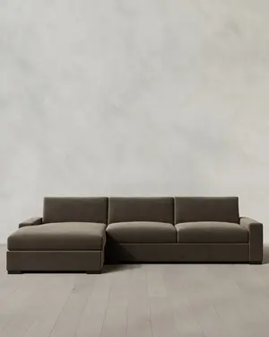 Quince Stillman Deep Seat Chaise Sectional In Performance Velvet - Sable