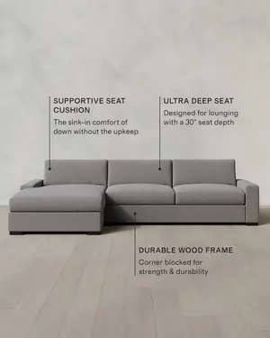 Quince Stillman Deep Seat Chaise Sectional In Performance Basketweave - Ash