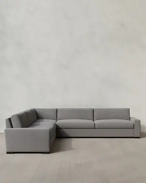 Quince Stillman Deep Seat L Sectional In Performance Basketweave - Ash