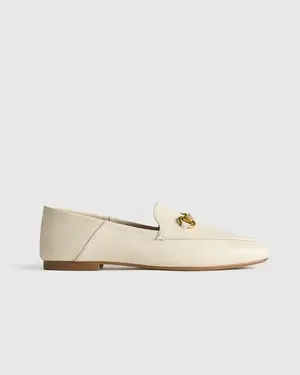 Quince Italian Leather Collapsible-heel Horsebit Loafer - Bone