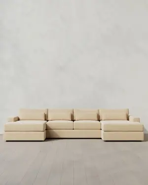 Quince Ashford Deep Seat U Sectional In Performance Chenille-linen Blend Eggshell