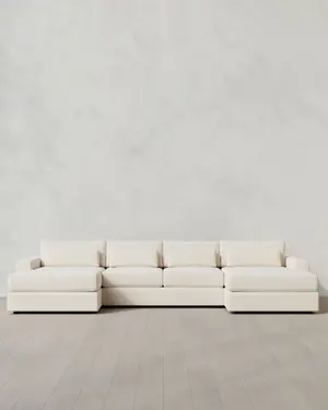 Quince Ashford Deep Seat U Sectional In Performance Chenille-linen Blend Marshmallow
