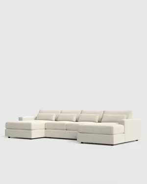 Quince Ashford Deep Seat U Sectional In Performance Chenille-linen Blend - Slate