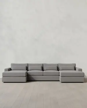 Quince Ashford Deep Seat U Sectional In Performance Basketweave - Ash