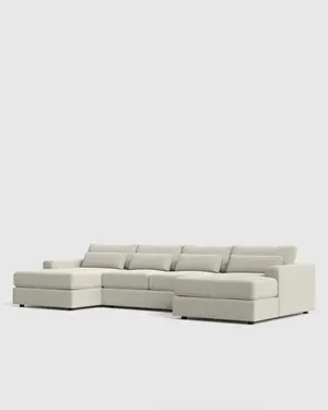Quince Ashford Deep Seat U Sectional In Performance Basketweave - Ash