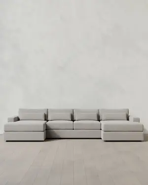 Quince Ashford Deep Seat U Sectional In Performance Basketweave - Fog