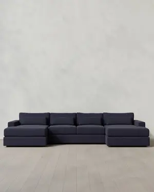 Quince Ashford Deep Seat U Sectional In Performance Basketweave - Navy