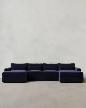 Quince Ashford Deep Seat U Sectional In Performance Velvet Midnight