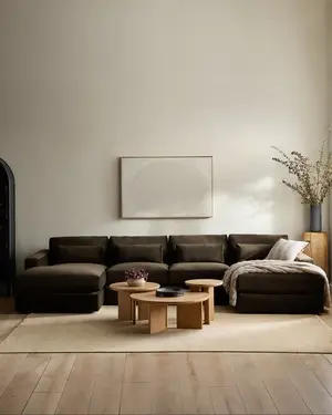 Quince Ashford Deep Seat U Sectional In Performance Velvet - Pine