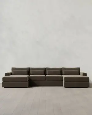 Quince Ashford Deep Seat U Sectional In Performance Velvet Sable