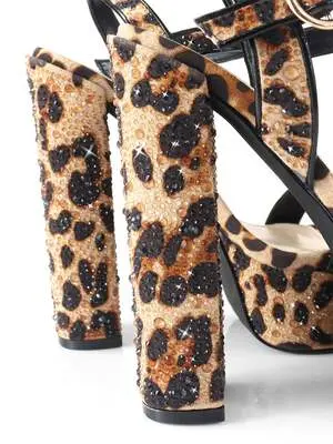 Frederick's Of Hollywood Fabiosa Rhinestone Open Toe Platform Heel