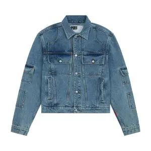 SP5DER Denim V3 Truck Jacket 'light Indigo Wash - Blue