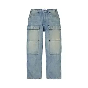 Supreme X Timberland Double Knee Denim Utility Pant 'washed Indigo - Blue