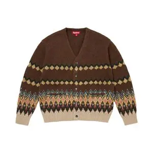 Supreme Metallic Fair Isle Cardigan - Brown