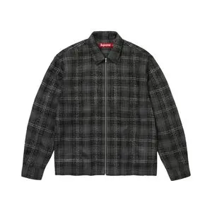 Supreme Metallic Flannel Zip Up Shirt - Black