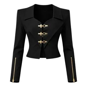 MA MULIER Hook Crop Blazer - Black