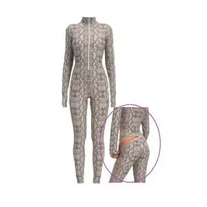 MONOSUIT Python Long Sleeve Turtleneck Zip Up Full Bodysuit Total Zipper