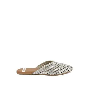 RAG & CO Wendigo Woven Real Leather Mules - Silver