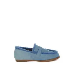 RAG & CO Nivena Fur Detail Denim Loafers By - Blue