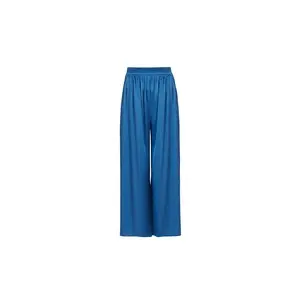AVENUE 8 High Waist Loose-fit Silk Pants Indigo - Blue