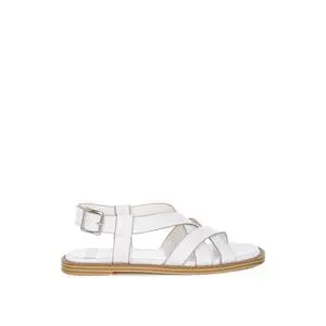 RAG & CO Kapaka Real Leather Flat Gladiator Sandals In By - White