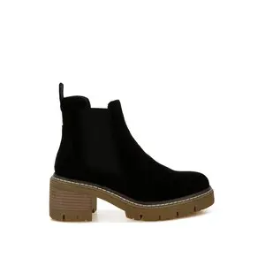 RAG & CO Vostok Suede Chunky Chelsea Boots In By - Black