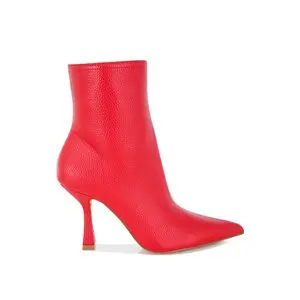 RAG & CO Farnak Pleather Spool Heel Boots In By - Red