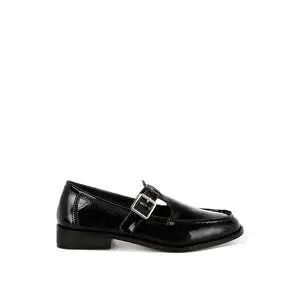 RAG & CO Swenson Patent Pleather Mary Jane Loafers - Black